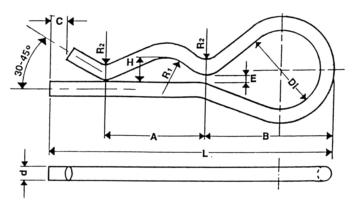 Fjedersplitter Rustfri Type L